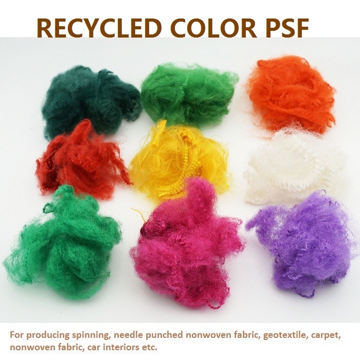 Colorful 76mm Polyester Staple Fiber PSF For Filling Non Woven Fabric ...